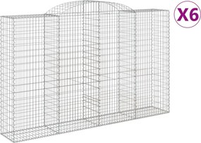 Klenuté gabionové koše 6 ks 300x50x180/200cm pozinkované železo 3146777