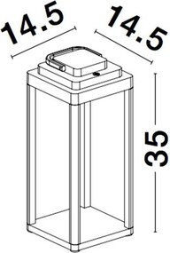 NV 9922350 Venkovní stolní lampa FIGI antracitový hliník LED 2W 3000K 5V DC 108st. IP65 dotykový vypínač / baterie / USB kabel / stmívatelné - NOVA LUCE