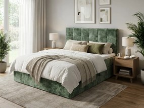 Čalouněná postel boxspring DIRELIS VIBE 160x200 cm tmavě zelená Matrace: Matrace Bonell pružinová
