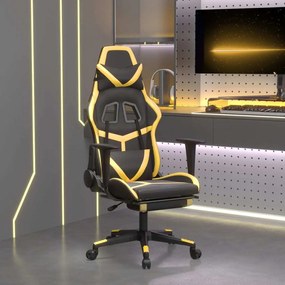 vidaXL Masážní herní židle s podnožkou umělá kůže [345434] Barva: Černý a zlatý