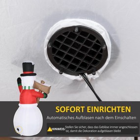 Outsunny Nafukovací sněhulák, venkovní vánoční dekorace, 1,80 m, Santa Claus, včetně ventilátoru, vícebarevný