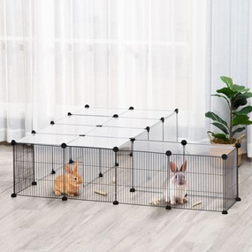 PawHut Kotec pro malé domácí zvířata - 27 panelů s možností přizpůsobení tvaru pro morčata, králíky, činčily 140x70x70 cm