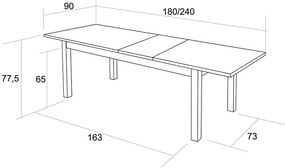 Jídelní stůl S19 Bohumil, rozkládací 180-240x90 cm