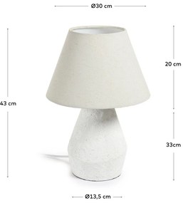 Bílá stolní lampa s textilním stínidlem (výška 43 cm) Noara – Kave Home