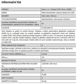 Noaton AC 5109, mobilní klimatizace
