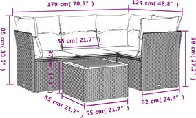 vidaXL 5dílná zahradní sedací souprava s poduškami polyratan [3223619] Barva: béžová a šedá