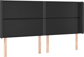 Box spring postel s matrací a LED černá 180x200 cm umělá kůže 3139337
