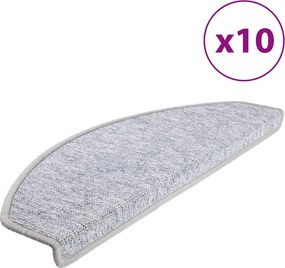 Schodové rohože 10 ks 65 x 24 x 4 cm světle šedé, půlkulaté, velké 149757