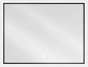 Mexen Erma koupelnové zrcadlo s osvětlením 80 x 60 cm, LED 6000K, proti zamlžení, černý rám - 9814-080-060-611-70