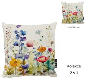 Povlak na polštář watercolour flowers, canvas bavlna