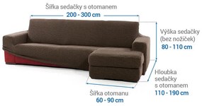 Super strečové potahy NIAGARA tabáková sedačka s otomanem vpravo (š. 200 - 300 cm)