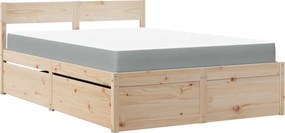 Postel se zásuvkami a matrací voskově hnědá 140x190 cm borovice 3281910