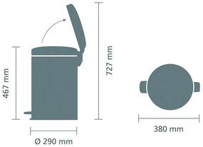 Brabantia pedálový odpadkový koš newIcon, 20l, matná ocel, 114021