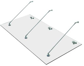 HOMCOM stříška skleněná stříška dveří z tvrzeného skla (ESG) nerezová ocel čiré sklo 3 velikosti (200x90cm) (L) | Aosom