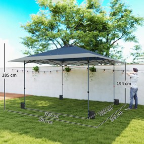 Pavilon cca 4x4m Voděodolný Stabilní Zimovzdorný Pop-up skládací pavilon s funkcí zavírání v jednom kroku UV 50+