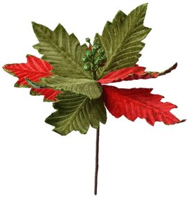 Dekorace zápich červeno-zelená květina vánoční hvězda Poinsettia - Ø 26*28 cm