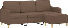 3místná pohovka s podnožkou hnědá 180 cm textil 3201195