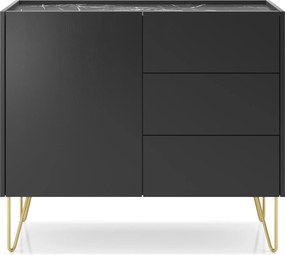 PSK Komoda HOPE, Černá/Marmur Black Royal 97 cm