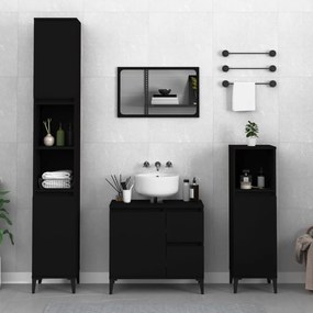 Koupelnová skříňka černá 30 x 30 x 100 cm kompozitní dřevo