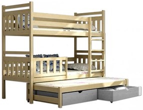 Patrová postel MASIV-V 004 90x190 cm  borovice masiv