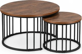 konferenční stolek, sada 2 ks, kulatý, dřevo/kov, průměr 40/60 cm, výška 37/45 cm, černá/vintage Dekorino KS20260014
