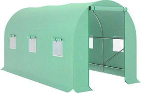 Zahradní skleník Outsunny 4x2x2 m - Tunelový skleník se 6 rolovacími okny a zipovým vchodem | Aosom