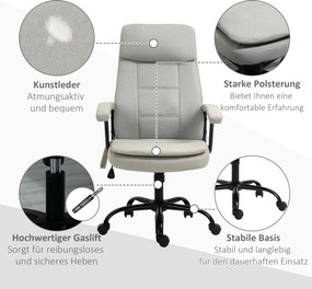 Kancelářská židle Vinsetto s masážní funkcí ergonomická výškově nastavitelná kancelářská židle s houpací funkcí béžová pro pohodlí v domácí kanceláři…