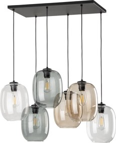 TK Lighting Černý závěsný lustr Elio pro žárovku 6x E27 TK5974