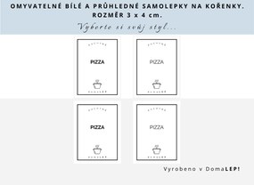 PIZZA - Samolepka na kořenky 3 x 4 cm - DomaLEP varianta: PRŮHLEDNÁ - základní písmo