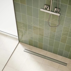 Hansgrohe RainDrain Compact, úplná sada sprchového žlabu 1000 pro plochou instalaci, kartáčovaná nerezová ocel, HAN-56170800