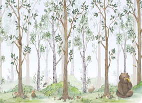 Malvis ® Tapeta Les Ilustrace s medvědem Vel. (šířka x výška): 360 x 260 cm