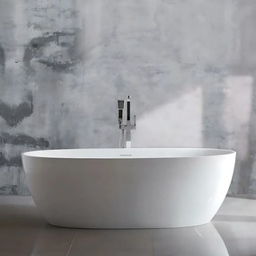 Rea Roma, volně stojící vana 170x75 cm, bílá, černý click-clack, KPL-W6128