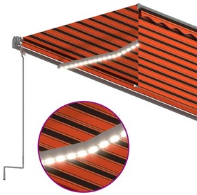 Automatická markýza roleta LED senzor větru 5x3 m oranžovohnědá,  3069475
