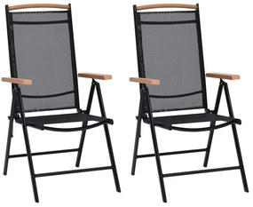Skládací zahradní židle 2 ks hliník a textilen černé,  41732