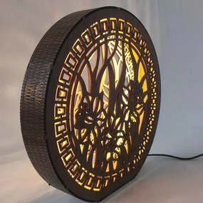 Dřevěná lampa s motivem narcisů - Ruční výroba | SENTOP LED0614