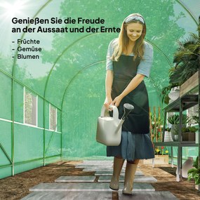 Outsunny Fóliový skleník Skleník na rajčata Fóliový tunelový skleník s oknem Zelený 350 x 200 x 200 cm | Aosom