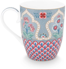 Pip Studio Flower Festival hrnek 350ml, červeno-modrý (hrnek z tenkostěnného porcelánu)