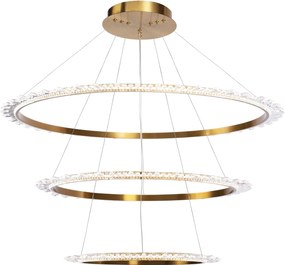 Toolight Toolight, LED křišťálové závěsné svítidlo + dálkové ovládání APP1202-CP, zlatá, OSW-05480