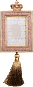 Růžovo-zlatý fotorámeček se střapcem a korunkou - 9*2*25 cm / 6*9 cm