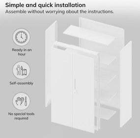 Modulární kovová multifunkční skříň s vysokou zásuvkou bílá MEGAN 1950 x 900 x 400 mm