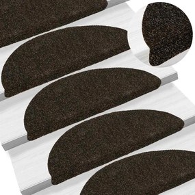 Schodové rohože samolepicí 30 ks 56 x 17 x 3 cm tmavě hnědé půlkulaté 3365685