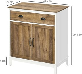 HOMCOM Komoda do obývacího pokoje se zásuvkou, 2 dvířky a nastavitelnou policí pro ložnici, jídelnu a kuchyň 78,5x39x89,4 cm Hnědá