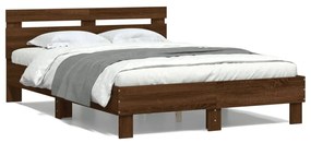 Rám postele s čelem hnědý dub 135 x 190 cm kompozitní dřevo,  3207447