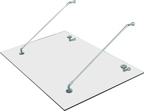 HOMCOM Skleněný přístřešek - Dveřní přístřešek z tvrzeného skla, nerezová ocel 304, čiré sklo 150 x 90 cm | Aosom