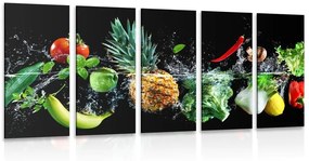 5-dílný obraz organické ovoce a zelenina - 100x50 cm