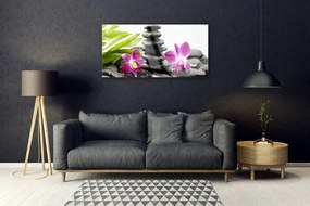 Obraz na skle Kameny Zen Lázně Orchidej 125x50 cm