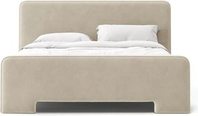 Béžová čalouněná dvoulůžková postel s roštem 160x200 cm Eda – Micadoni