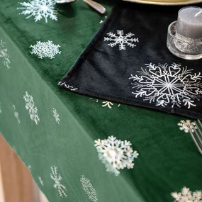 Vánoční ubrus na stůl SNOWFLAKE smaragdová/stříbrná 140x180 cm Mybesthome