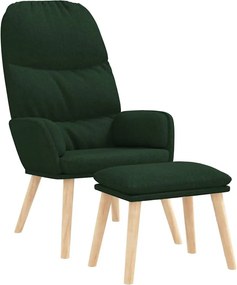 Relaxační křeslo se stoličkou tmavě zelené textil 3097347