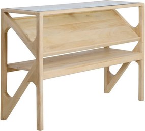 Konzolový stolek se skleněnou deskou ve světle přírodní barvě 41x119 cm Yuki – Light &amp; Living